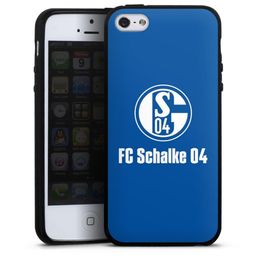 DeinDesign iPhone SE (2016-2019) Handy Silikon H&uuml;lle Case schwarz Handyh&uuml;lle Fc Schalke 04 Logo Official Licensed Product