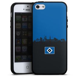 DeinDesign iPhone SE (2016-2019) Handy Silikon H&uuml;lle Case schwarz Handyh&uuml;lle Hamburg Hsv Skyline