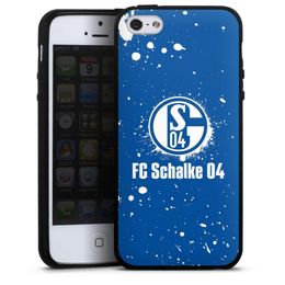 DeinDesign iPhone SE (2016-2019) Handy Silikon H&uuml;lle Case schwarz Handyh&uuml;lle S04 Fc Schalke 04 Logo