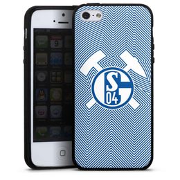 DeinDesign iPhone SE (2016-2019) Handy Silikon H&uuml;lle Case schwarz Handyh&uuml;lle Stripes Fc Schalke 04 Bundesliga