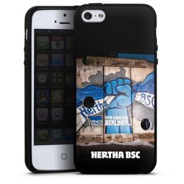 DeinDesign iPhone SE (2016-2019) Handy Silikon H&uuml;lle Case schwarz Handyh&uuml;lle Hertha Bsc Wall Official Licensed Product
