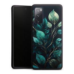 DeinDesign Galaxy S20 FE Handy Premium Silikon H&uuml;lle Handyh&uuml;lle schwarz Case Leaves Eukalyptus Black Silikon Premium Case