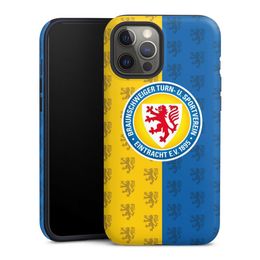 DeinDesign iPhone 12 Pro Handy Panzer Handyh&uuml;lle robuste Outdoor H&uuml;lle Schutzh&uuml;lle matt Logo Eintracht Braunschweig Official Licensed Product Tough Case