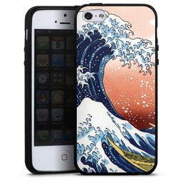 DeinDesign iPhone SE (2016-2019) Handy Silikon H&uuml;lle Case schwarz Handyh&uuml;lle Japan Die Gro&szlig;e Welle Vor Kanagawa Art