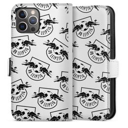 DeinDesign iPhone 12 Pro Handy Klapph&uuml;lle Handyh&uuml;lle aus Kunst Leder wei&szlig; Flip Case Muster Rb Leipzig Transparent Sideflip mit Lasche