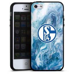 DeinDesign iPhone SE (2016-2019) Handy Silikon H&uuml;lle Case schwarz Handyh&uuml;lle Merchandise Fc Schalke 04 Logo