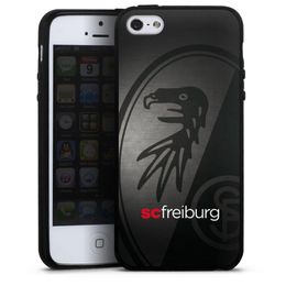 DeinDesign iPhone SE (2016-2019) Handy Silikon H&uuml;lle Case schwarz Handyh&uuml;lle Sc Freiburg Official Licensed Product Metallic Look