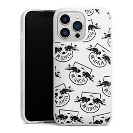 DeinDesign iPhone 13 Pro Handy Silikon H&uuml;lle Case wei&szlig; Handyh&uuml;lle Muster Rb Leipzig Transparent Silikon Case