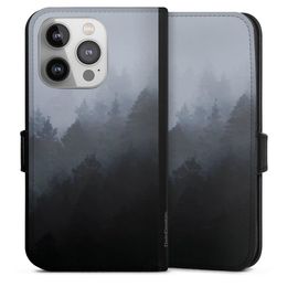 DeinDesign iPhone 14 Pro Handy Klapph&uuml;lle Handyh&uuml;lle aus Kunst Leder schwarz Flip Case Tree Nature Kunst Sideflip mit langer Lasche