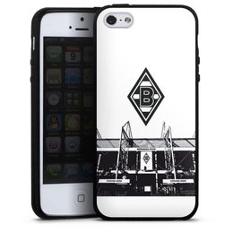 DeinDesign iPhone SE (2016-2019) Handy Silikon H&uuml;lle Case schwarz Handyh&uuml;lle Die Fohlen Stadium Borussia M&ouml;nchengladbach