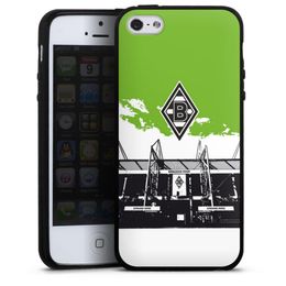 DeinDesign iPhone SE (2016-2019) Handy Silikon H&uuml;lle Case schwarz Handyh&uuml;lle Borussia M&ouml;nchengladbach Merchandise Stadium