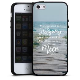 DeinDesign iPhone SE (2016-2019) Handy Silikon H&uuml;lle Case schwarz Handyh&uuml;lle Statement Beach Spruch