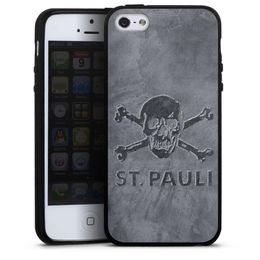 DeinDesign iPhone SE (2016-2019) Handy Silikon H&uuml;lle Case schwarz Handyh&uuml;lle Logo Concrete Fc St. Pauli