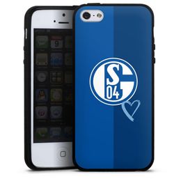 DeinDesign iPhone SE (2016-2019) Handy Silikon H&uuml;lle Case schwarz Handyh&uuml;lle Heart Schalke 04 Fc Schalke 04