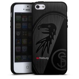 DeinDesign iPhone SE (2016-2019) Handy Silikon H&uuml;lle Case schwarz Handyh&uuml;lle Sc Freiburg Official Licensed Product Metallic Look
