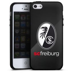 DeinDesign iPhone SE (2016-2019) Handy Silikon H&uuml;lle Case schwarz Handyh&uuml;lle Sc Freiburg Lettering Logo