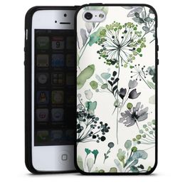 DeinDesign iPhone SE (2016-2019) Handy Silikon H&uuml;lle Case schwarz Handyh&uuml;lle Flowers Water Colour Eukalyptus