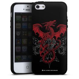 DeinDesign iPhone SE (2016-2019) Handy Silikon H&uuml;lle Case schwarz Handyh&uuml;lle Red Dragon Gothic