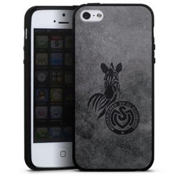 DeinDesign iPhone SE (2016-2019) Handy Silikon H&uuml;lle Case schwarz Handyh&uuml;lle Official Licensed Product Msv Duisburg Zebra
