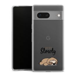 DeinDesign Google Pixel 7 Handy Slim Case Silikon Handyh&uuml;lle transparent H&uuml;lle extra d&uuml;nn Statement Spruch Sloth Animals Lazy Sunday Motivation Silikon Slim Case