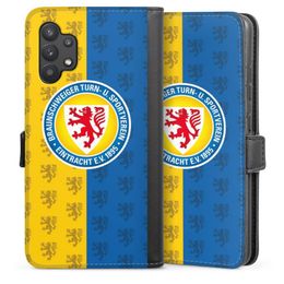 DeinDesign Galaxy A32 4G Handy Klapph&uuml;lle Handyh&uuml;lle aus Kunst Leder schwarz Flip Case Logo Eintracht Braunschweig Official Licensed Product Sideflip mit Lasche