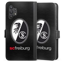 DeinDesign Galaxy A32 4G Handy Klapph&uuml;lle Handyh&uuml;lle aus Kunst Leder schwarz Flip Case Scratch Official Licensed Product Sc Freiburg Sideflip mit Lasche