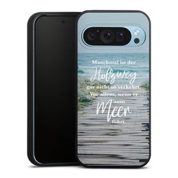 DeinDesign Google Pixel 9 Pro XL Handy Premium Silikon H&uuml;lle Handyh&uuml;lle schwarz Case Statement Beach Spruch Silikon Premium Case
