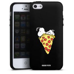 DeinDesign iPhone SE (2016-2019) Handy Silikon H&uuml;lle Case schwarz Handyh&uuml;lle Peanuts Pizza Snoopy