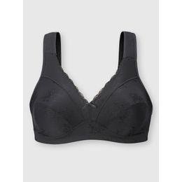 WITT Damen BH ohne B&uuml;gel im Jacquard-Dessin, schwarz, Gr&ouml;&szlig;e 85E