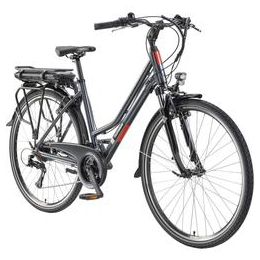 E-Bike Telefunken "E-Trekking Expedition XT485 Damen" Gr. 48, grau (anthrazit, schwarz), Elektrofahrr&auml;der, 48cm, 28 Zoll (71,12cm), Pedelec, Elektrofahrrad, Trekkingrad, Damen, innerhalb StVZO, 28 Zoll
