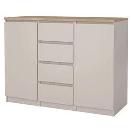 Kommode Inosign "Naia, Sideboard, 4 Schubladen, 2 T&uuml;ren, Aufbewahrung, grifflose Front", kaschmir, B:120,8cm H:90,7cm T:50cm, Holzwerkstoff, Sideboards, Kommode, Mit Einlegeb&ouml;den, modern, skandinavisches Design, in mehrere Farben