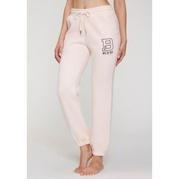 BENCH. LOUNGEWEAR Jogginghose pink Gr. 48/50 f&uuml;r Damen. Mit Logodruck. Klassisch. Nachhaltig.