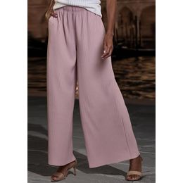 Lascana Schlupfhose violett Gr. 40/42 f&uuml;r Damen. Sehr Weit. Nachhaltig.