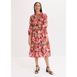 bonprix Midikleid aus flie&szlig;endem Viskose-Mix, rot, Gr.40, weit geschnittenes Midikleid mit floralem Print, aus Viskose
