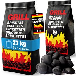 Deuba Holzkohlebriketts 9er-Set je 3kg