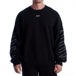 Off-White Stich Arr Diags Strickcrew Herrensweater OMHE191C99KNI0011061
