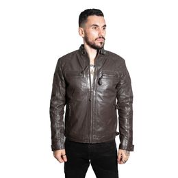 Klassische gesteppte Bikerjacke aus Leder f&uuml;r Herren-Silsden