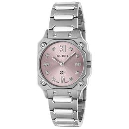Gucci G-Flat YA166501 Damen Uhr mit pinkem Zifferblatt aus Edelstahl 30mm
