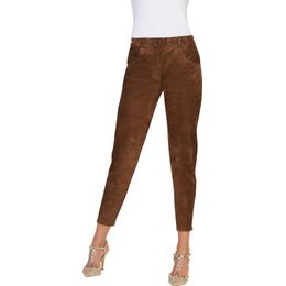 Heine Damen Lederhose mit seitlichem Dehnbund cognac Gr&ouml;&szlig;e 42