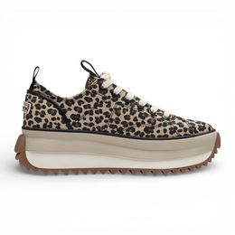 Tamaris Damen-Plateau-Sneaker mit Leopardenmuster