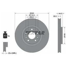 TEXTAR Bremsscheibe 92195403 320mm 28mm f&uuml;r SAMSUNG RENAULT