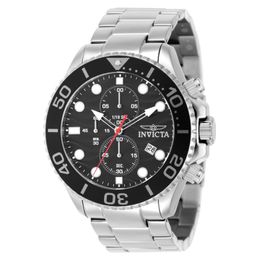 Invicta Pro Diver 50221 Herren Uhr - Quartz Bewegung - Edelstahl mit Schwarzem Zifferblatt - 53 mm