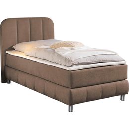 Boxbett Home Affaire, hellbraun, B:107cm L:207cm, Komplettbetten, Boxbett, inkl. Topper