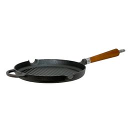 Grillpfanne RONNEBY BRUK "Maestro Pfanne, &Oslash; 28 cm, mit Holzgriff & Gegengriff", schwarz, mit buchenholzgriff, B:28cm H:8cm L:57cm, Pfannen
