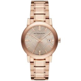 Burberry BU9034 Rose Zifferblatt Rose Gold-Ton Damenuhr