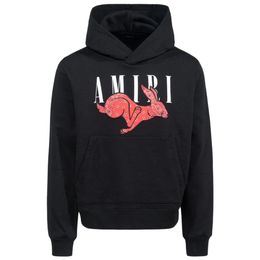 Amiri CNY Rabbit Logo Schwarzer Kapuzenpullover