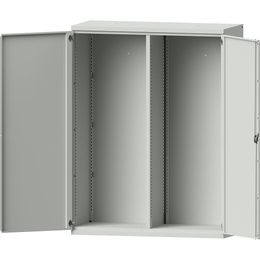 eurokraft pro Schwerlastschrank JUMBO aus Stahlblech, Leerschrank mit Mitteltrennwand, lichtgrau/lichtgrau
