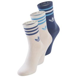 Sportsocken adidas originals "3-STREIFEN CREW 3ER-PACK", Damen, Gr. M (40/42), crew blau, wei&szlig;, wei&szlig;, Obermaterial: 49% Baumwolle, 48% Polyester, 2% Elasthan, 1% Polyamid, Socken Sportsocken, f&uuml;r Laufen, kn&ouml;chellang, mit 3-Streifen und Trefoil Logo