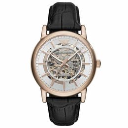 Emporio Armani AR60007 Automatische Herrenuhr aus schwarzem Leder