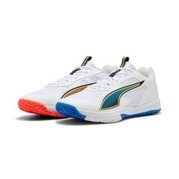Hallenschuh Puma "ACCELERATE PRO 4 GAME ON", Damen, Gr. 44,5, Puma wei&szlig;, glowing rot, ultra blau, Synthetik, Schuhe Hallenschuh, f&uuml;r Indoor-B&ouml;den, mit ProFoam D&auml;mpfung, sportlicher Stil